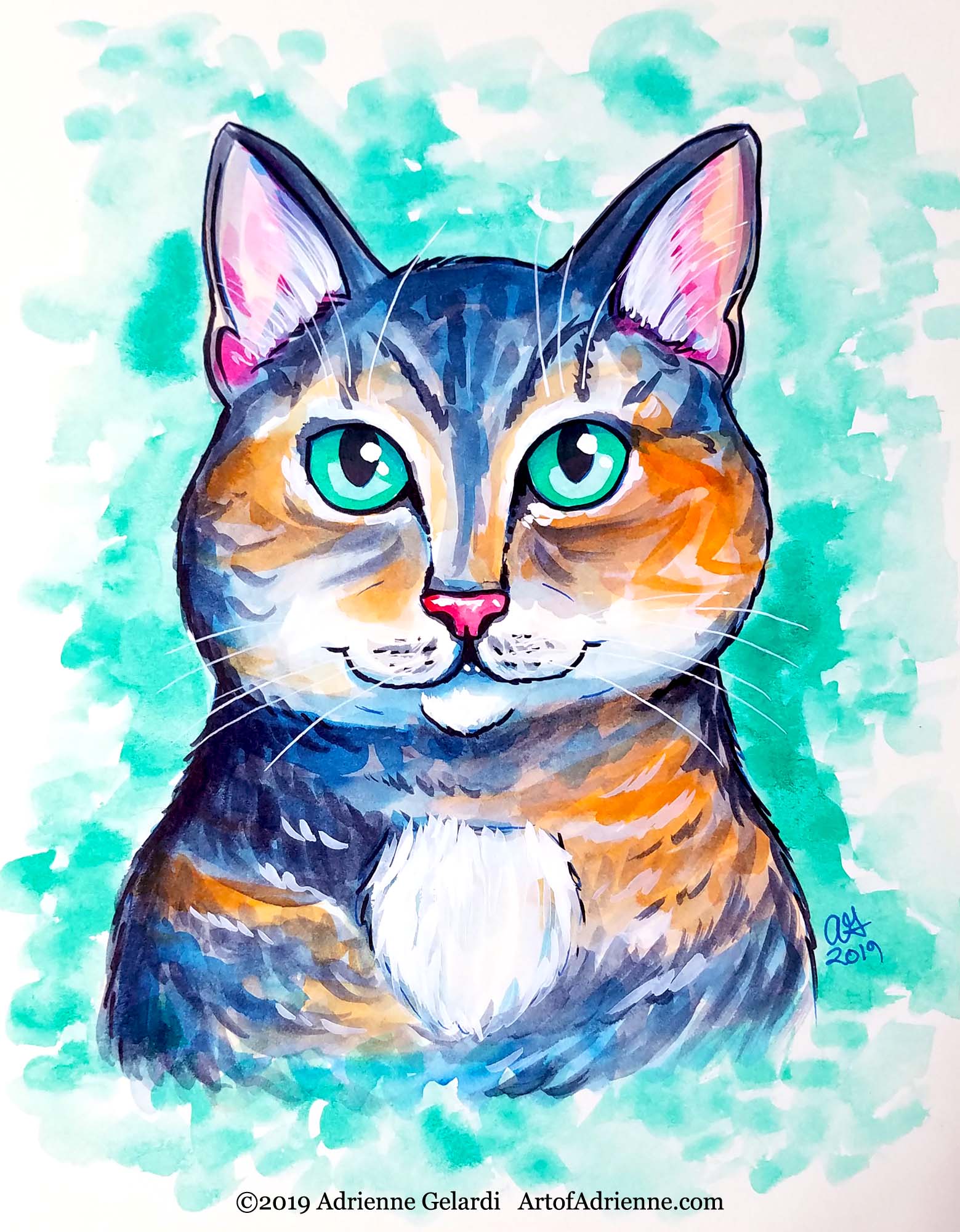 Phoebe the Cat Pet Portrait by Adrienne Gelardi – ART OF ADRIENNE